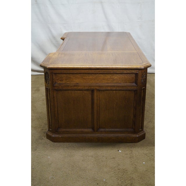 Alex Stuart Design Large Oak Chippendale Style Executive Desk | Chairish