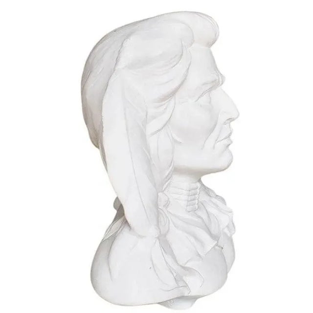 White Plaster Cast Native American Bust Sculpture of an Indian Warrior ...