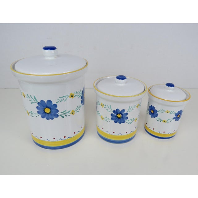 Late 20th Century Hand Painted Ceramic Canisters Made in Italy for ...
