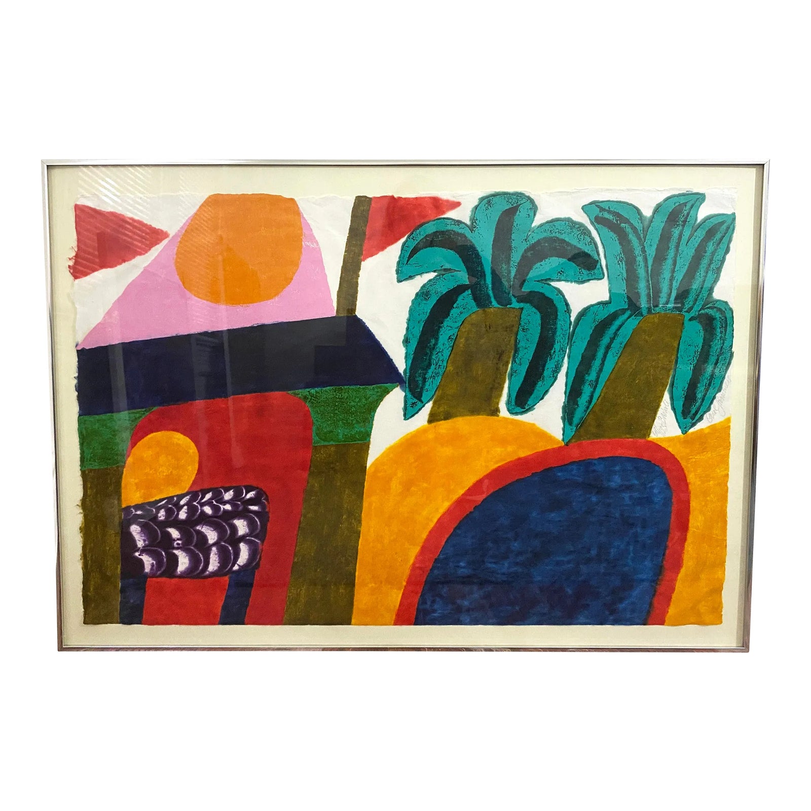 Original Carol Summers "Basholi" Original Abstract Woodcut Print Signed ...