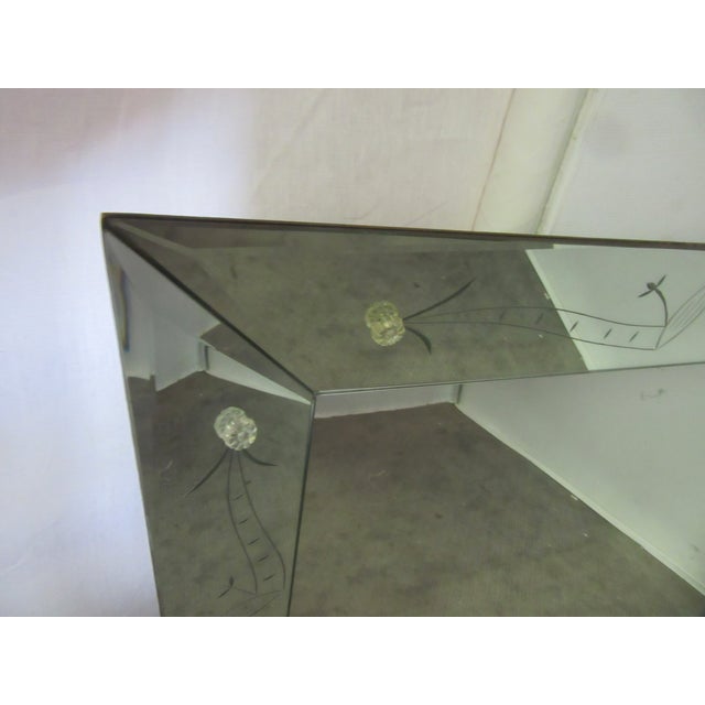 Mid Century Hollywood Regency Trapezoid Mirror With Etching | Chairish