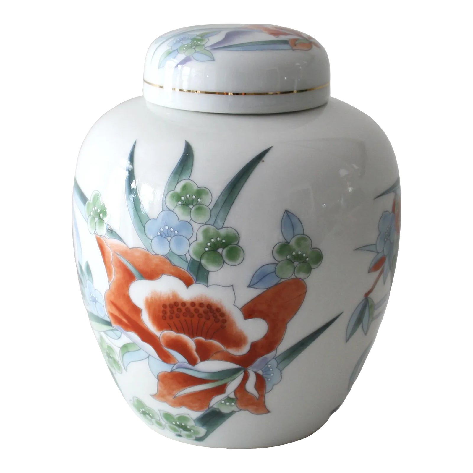 Vintage Hand Painted Japanese Ginger Jar | Chairish