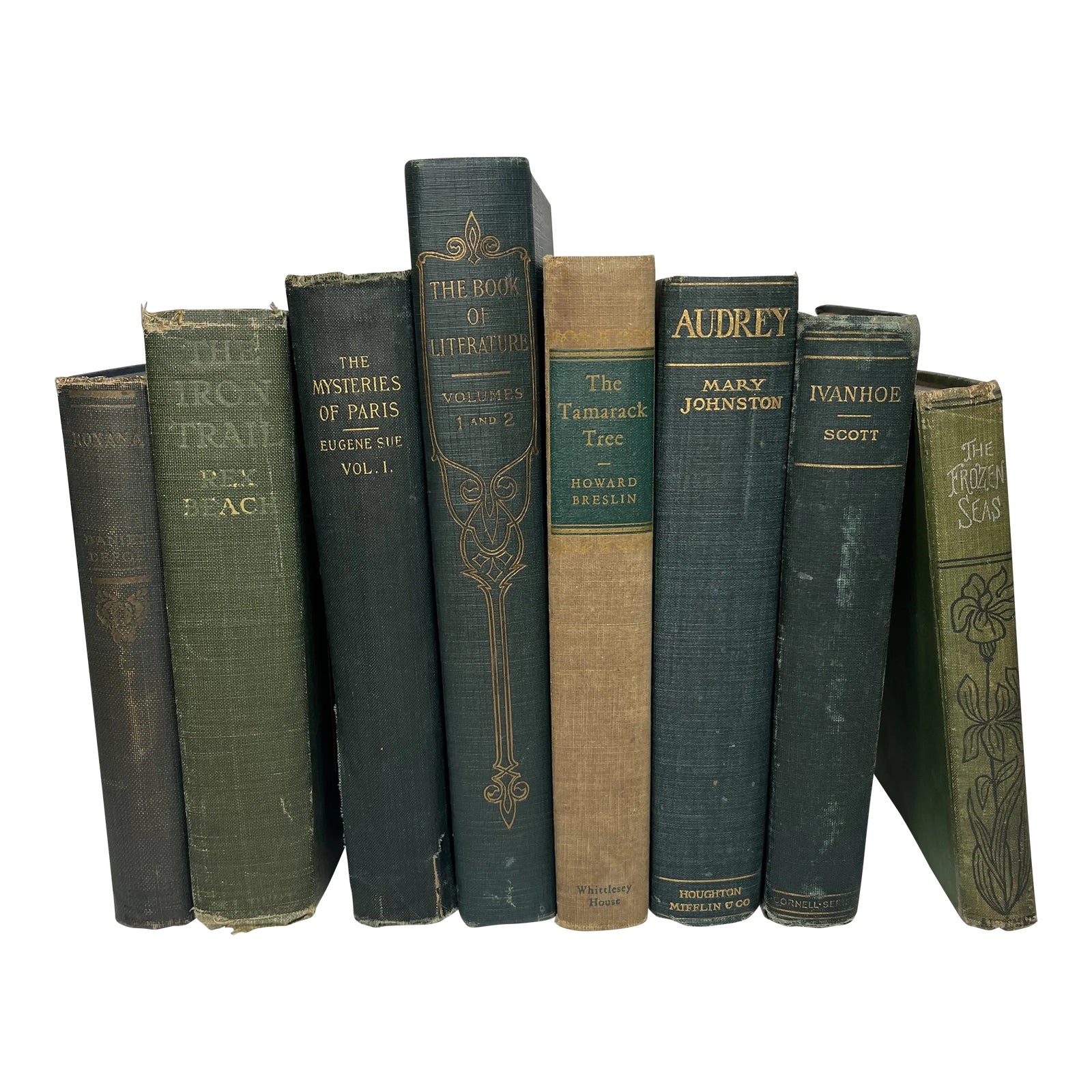 Green Vintage Book Set - 8 Pieces | Chairish