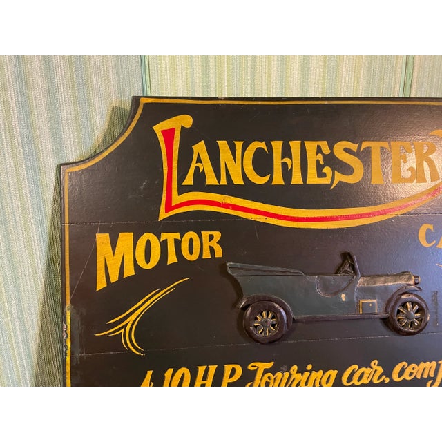 Vintage Hand Carved & Painted Advertising Sign for Lanchester Motor ...