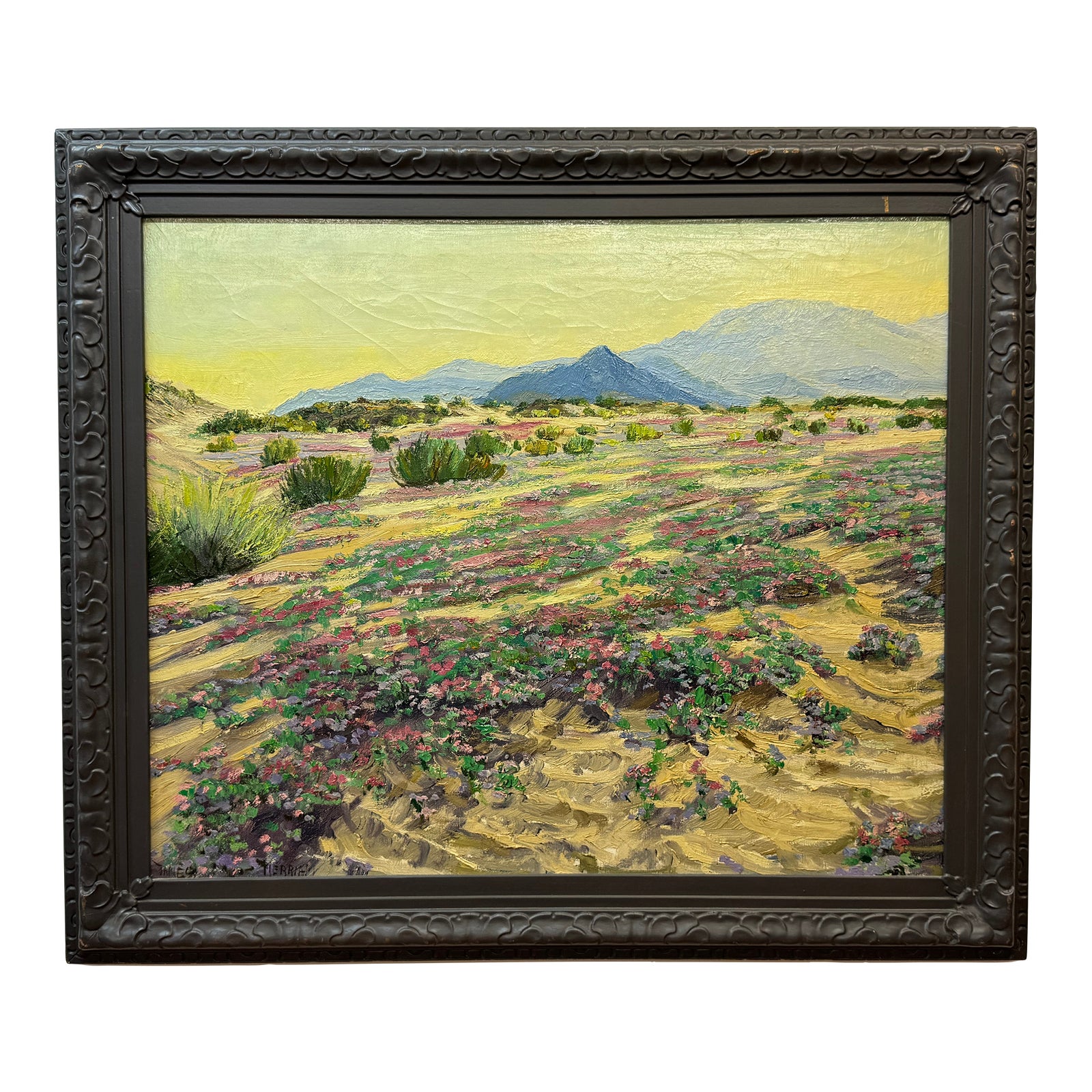 James Merriam (1880-1951) Flowering Desert Landscape, Painting | Chairish