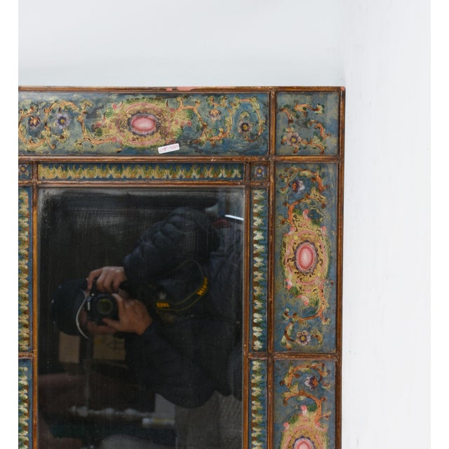 Vintage Wooden Hand-Painted Reverse Mirror | Chairish