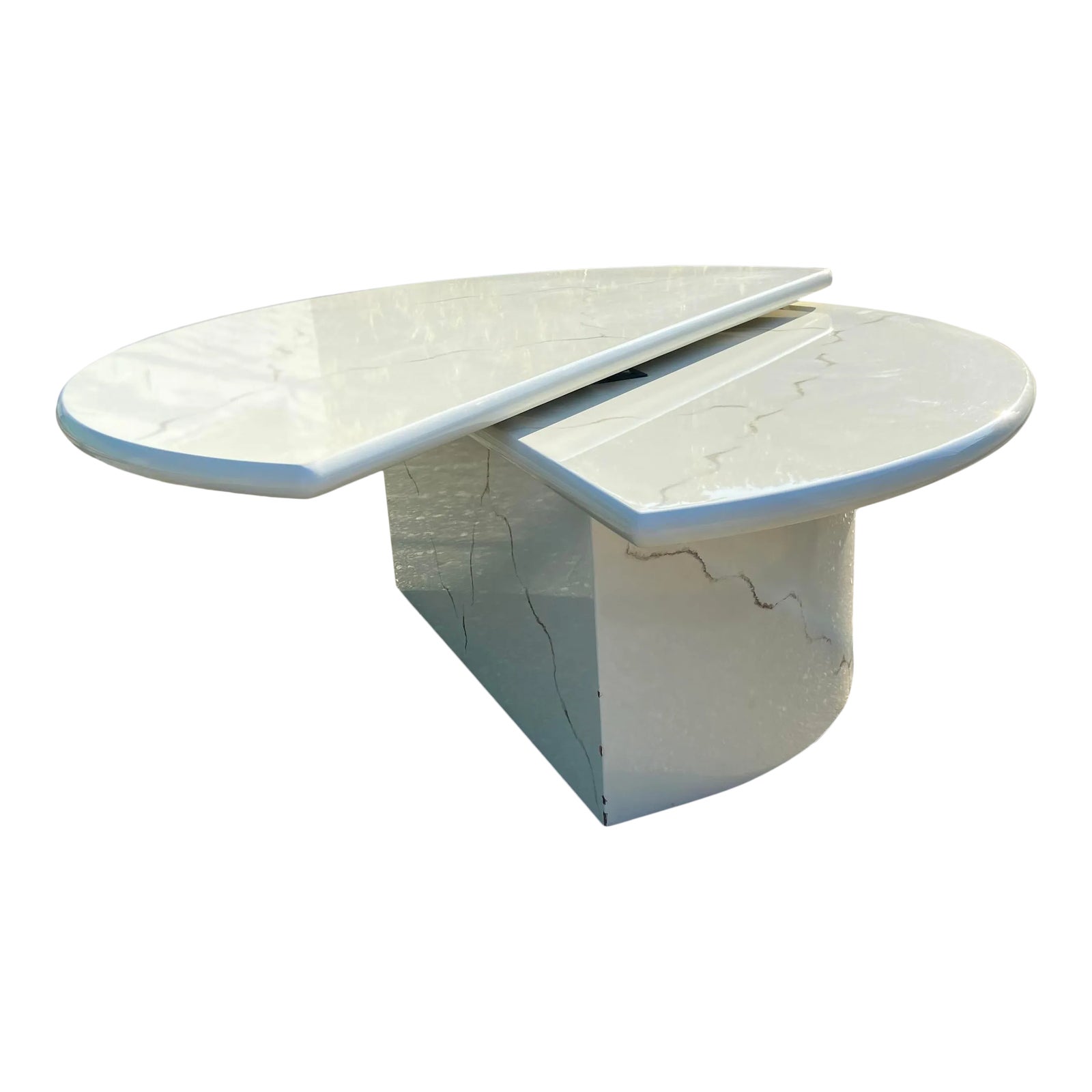 Karl Springer Style Modern Swivel Top Half Moon/Full Moon Coffee Table ...