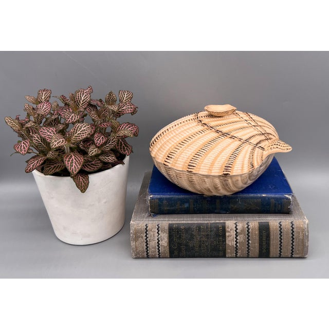 Vintage Ceramic Clam Shell Lidded Box | Chairish