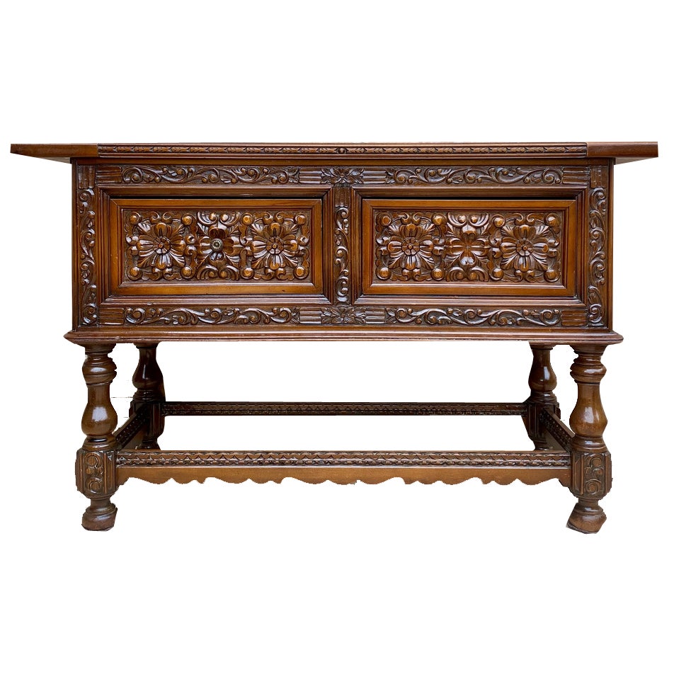 Spanish Console Table with Four Carved Drawers, 1930s | Chairish