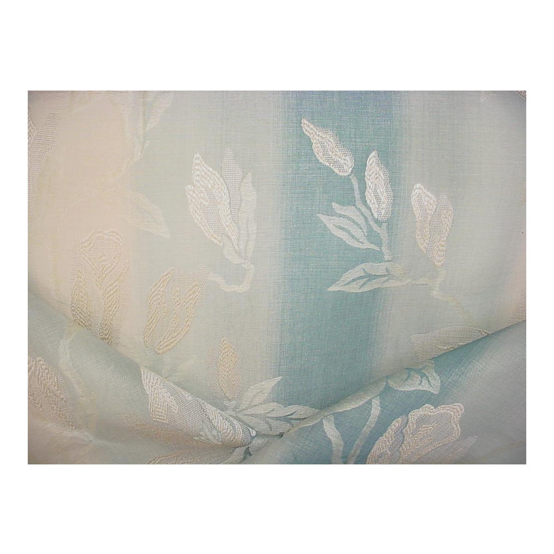 Brunschwig & Fils Magnolia Aqua Floral Damask Upholstery Fabric - 14-3/ ...