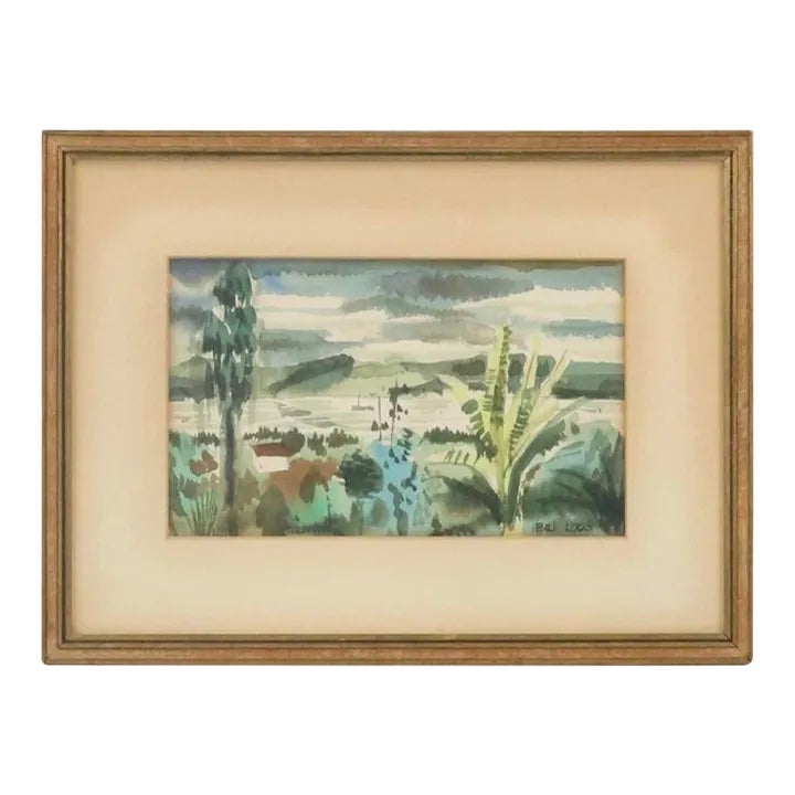Mid 20th Century Bill Loos Watercolor Painting "Tropical Garden ...