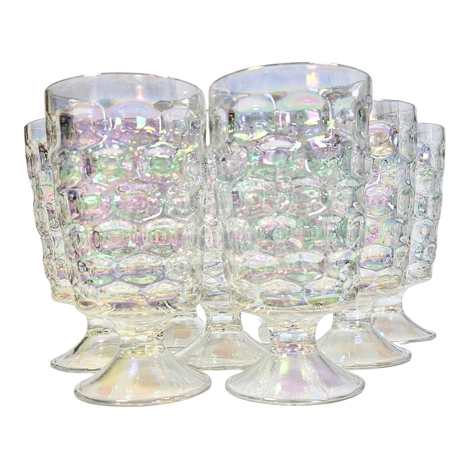 Iridescent Rainbow Goblets- Set of Eight | Chairish