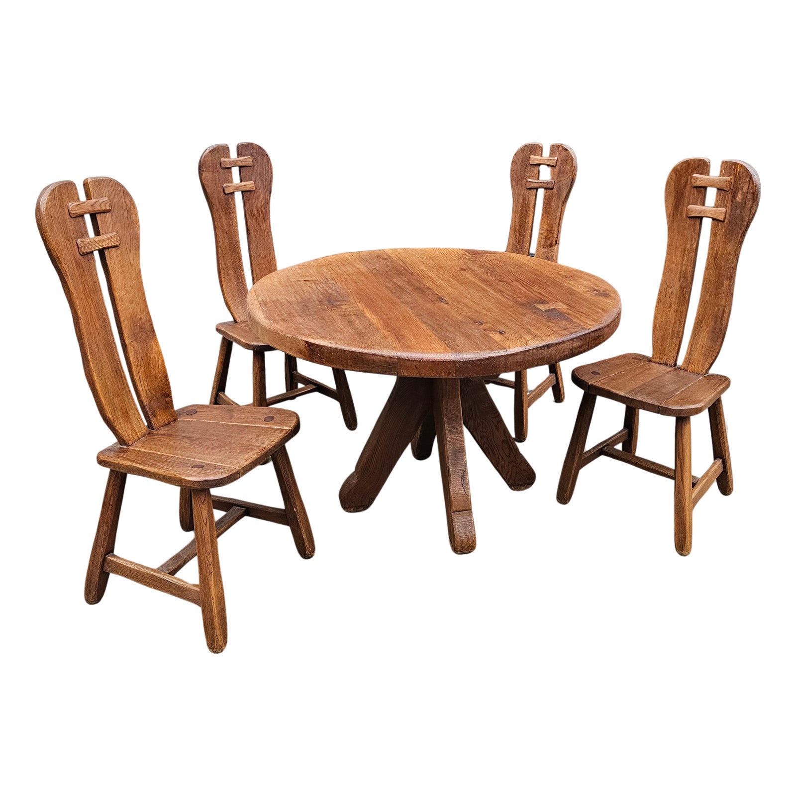 Brutalist Dining Set from De Puydt Belgium 1970s, Set of 5 | Chairish