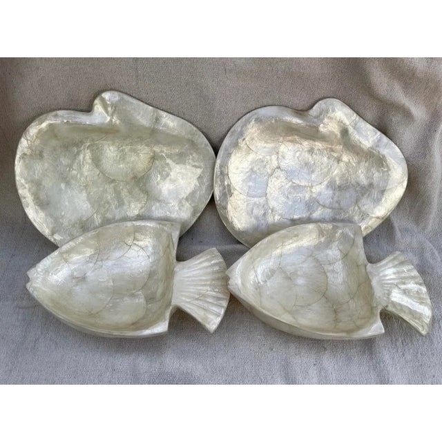 Vintage Mid-Century Modern 1970s Capiz Shell Fish Bowl/Plates- Set of 4 ...