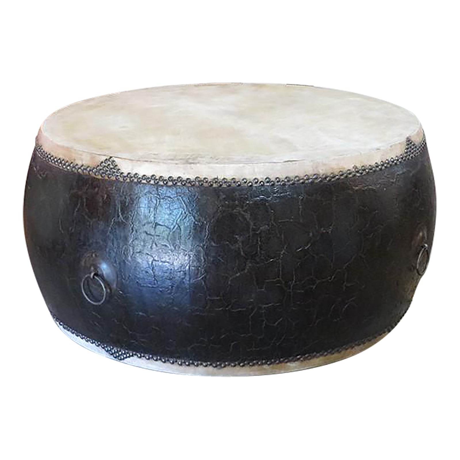Black Crackle Lacquer Drum | Chairish