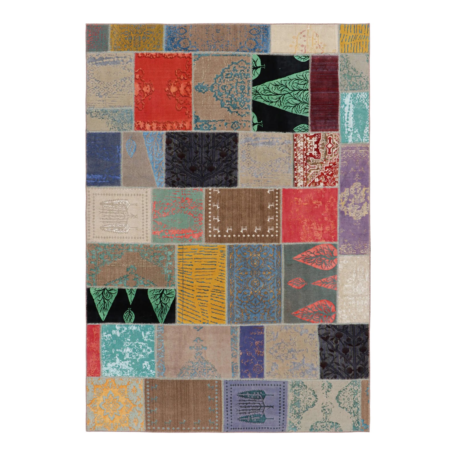 Rug & Kilim’s Turkish Patchwork Kilim With Polychromatic Geometric ...
