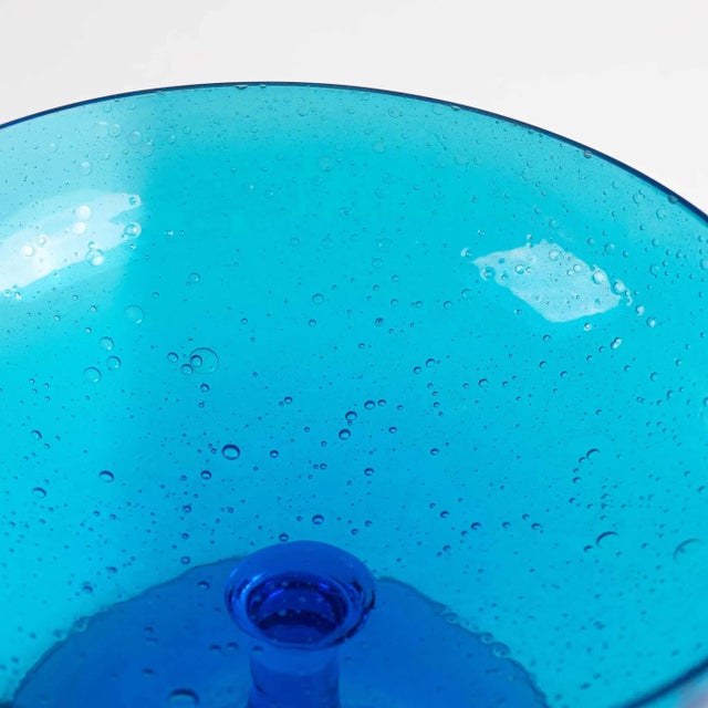 Vintage Blue Bubble Glass Bowl | Chairish