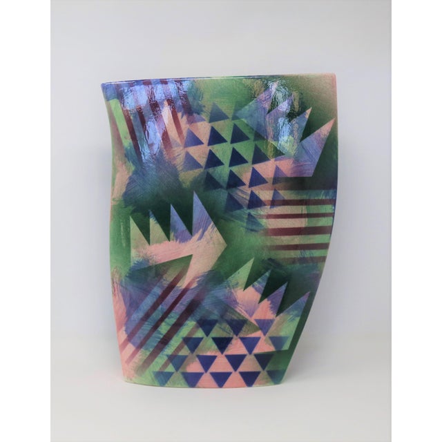 Geometric Ceramic Vase | Chairish