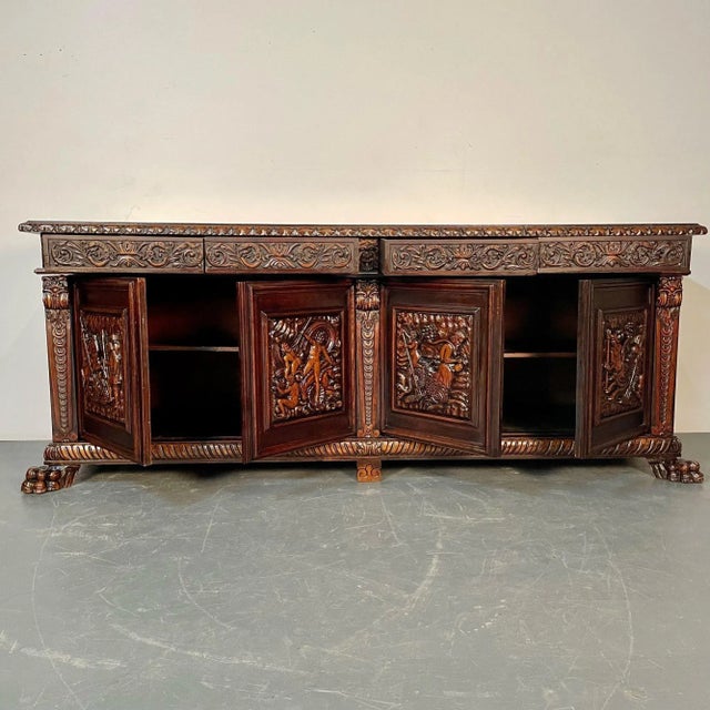 Monumental Renaissance Revival Sideboard, Heavily Carved, Mahogany ...