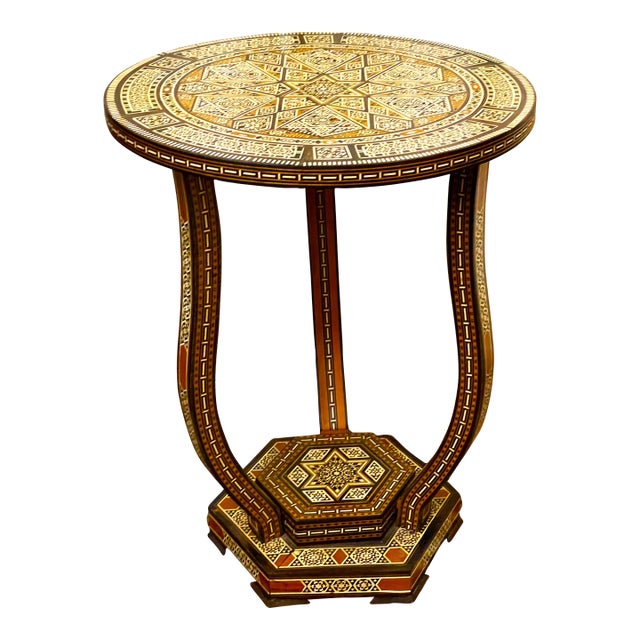 Mid 20th Century Mid-Century Moroccan Mother-Of-Pearl Inlaid Table ...