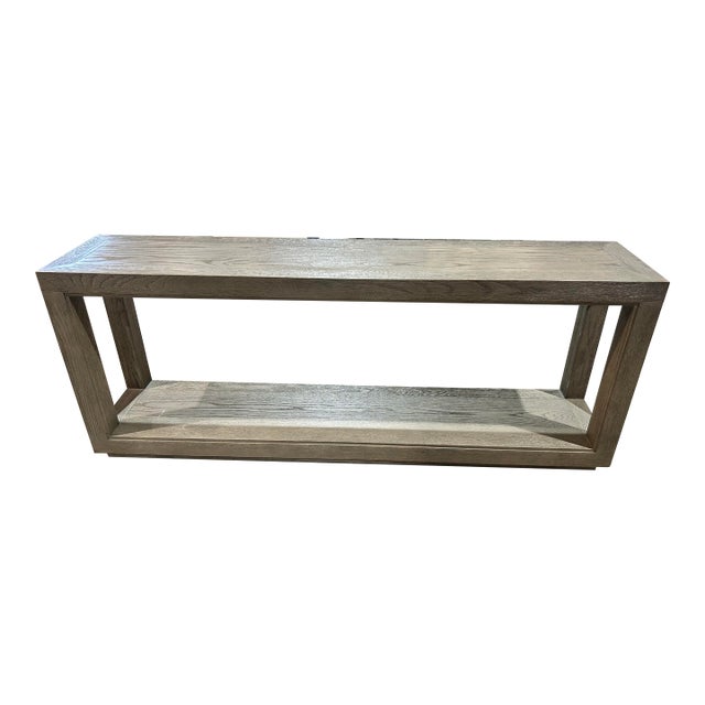 Kaiser Gray Wood Media Table | Chairish