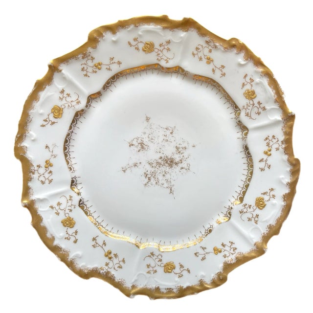 Antique Limoges Scalloped Gilt Plates -Set of 10 | Chairish