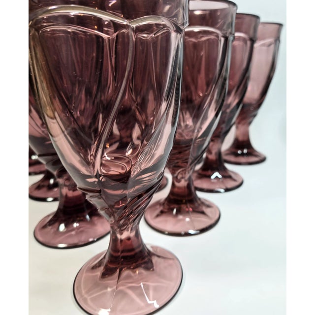 Cranberry Swirl Goblets- Set of Ten | Chairish