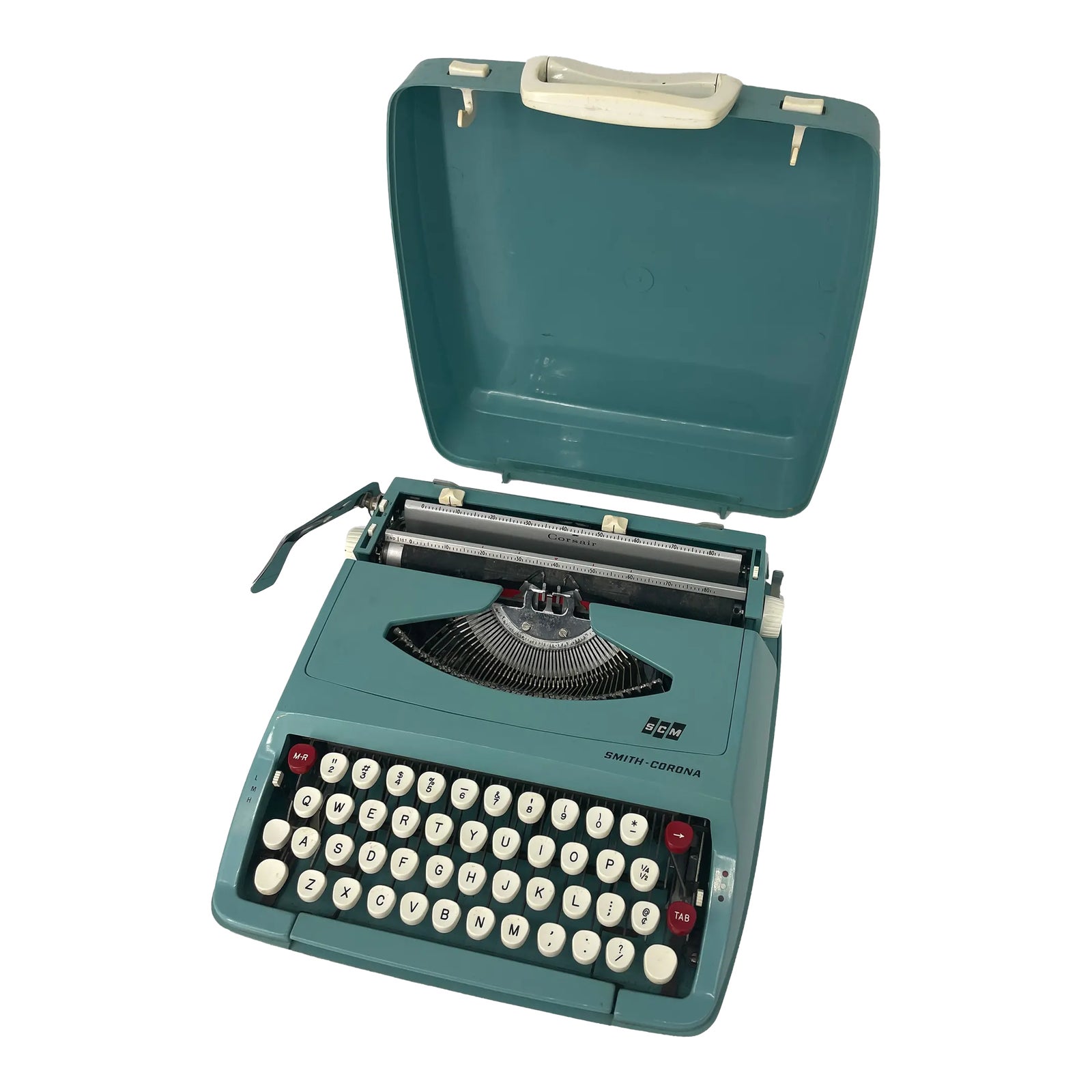 Vintage Teal Smith Corona Corsair Deluxe Typewriter | Chairish