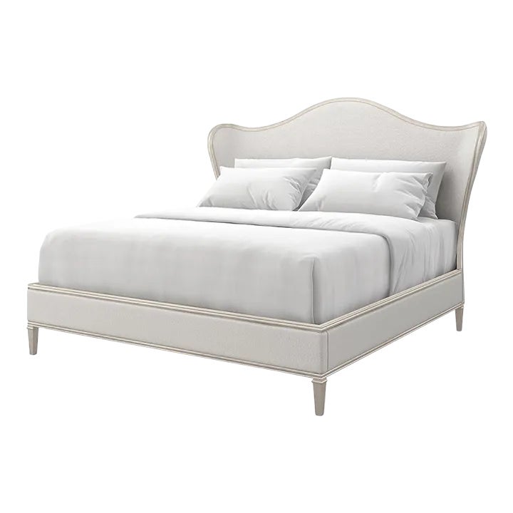 Transitional Style Upholstered King Bed in Silver | Chairish