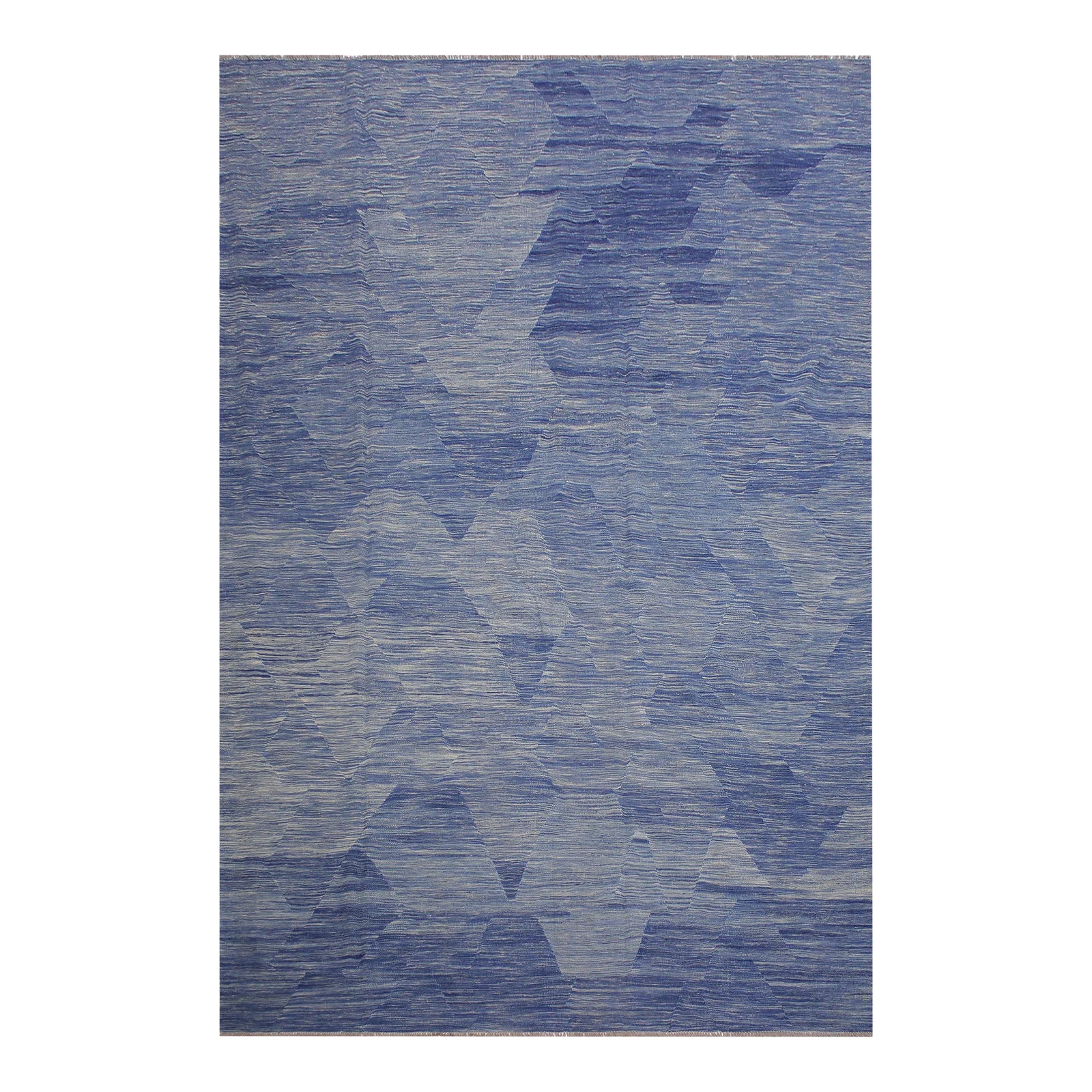 Caucasian Kilim Blue Beige Wool Rug - 9'0" X 12'4" | Chairish