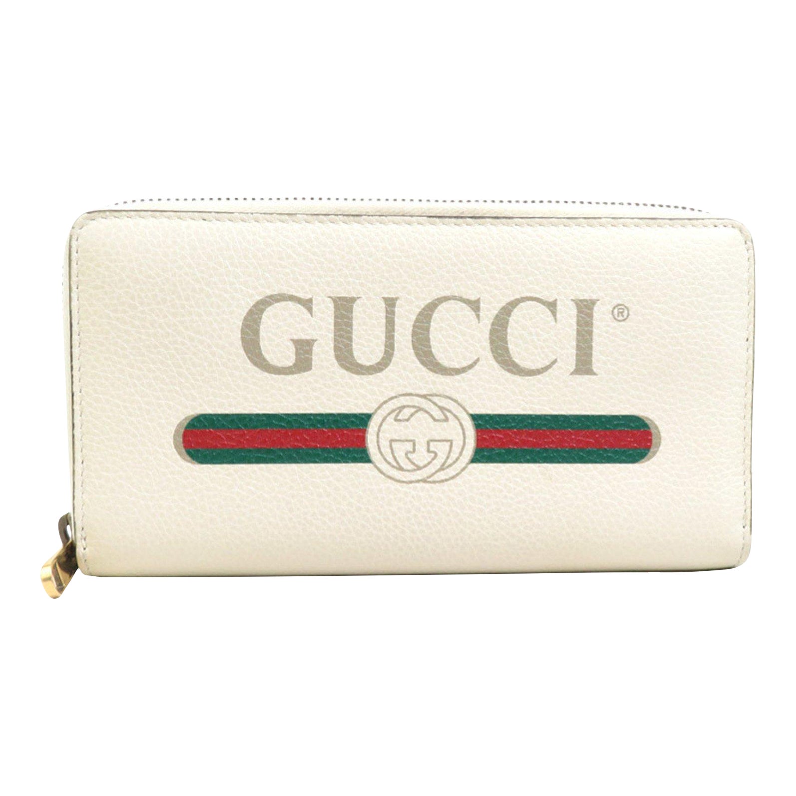 Gucci Round Long Wallet Print Leather Off-White Gold Men's Women's ...
