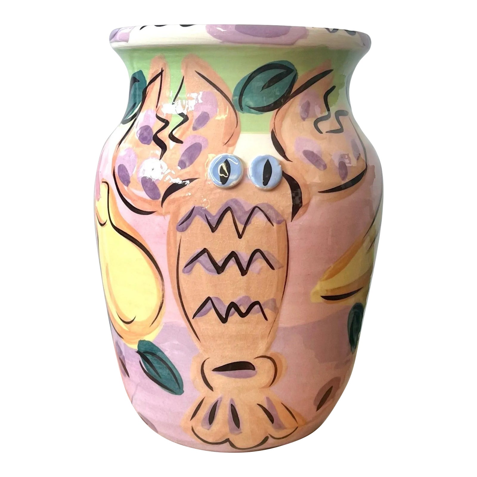 Vintage 1980s Susan Painter Studio Pottery Lobster Vase | Chairish