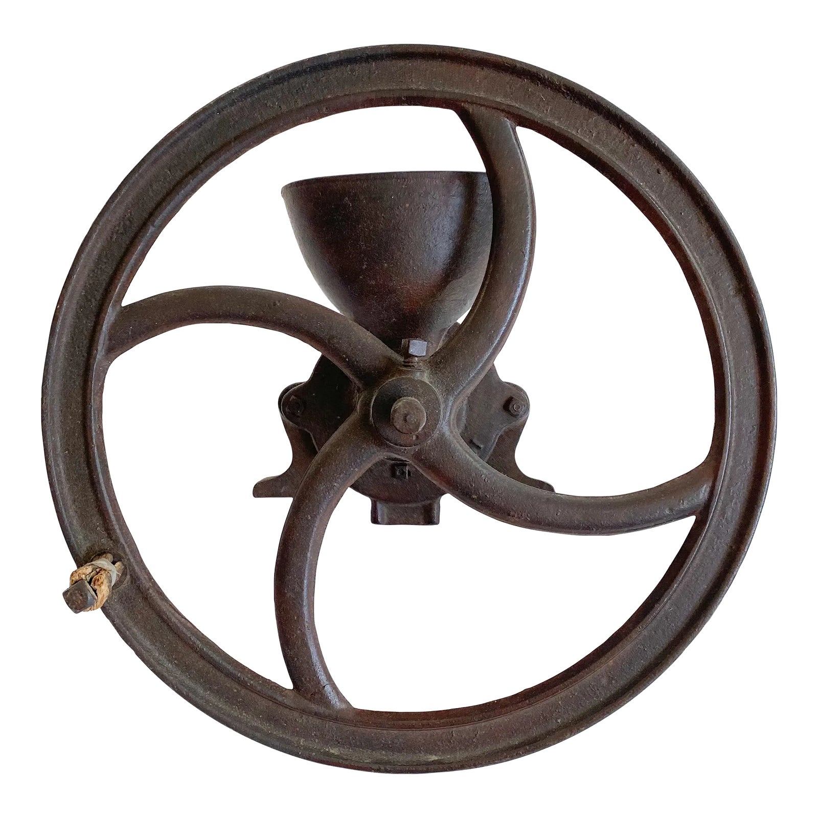 Antique 1900s Cast Iron Coffee Grinder + Wheel by W M. Enders Oakleaf ...