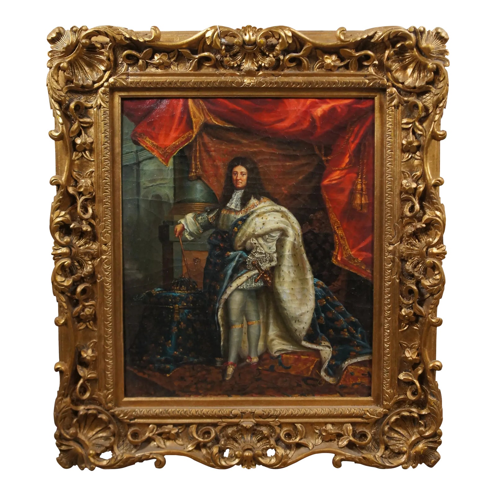 King Louis XIV in Royal Robes Portrait Oil Painting After Hyacinthe ...