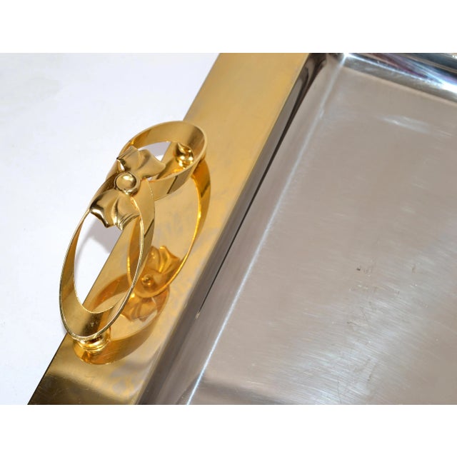 1980s Italian Art Deco Style Inox 18/10 Stainless Steel Serving Tray ...