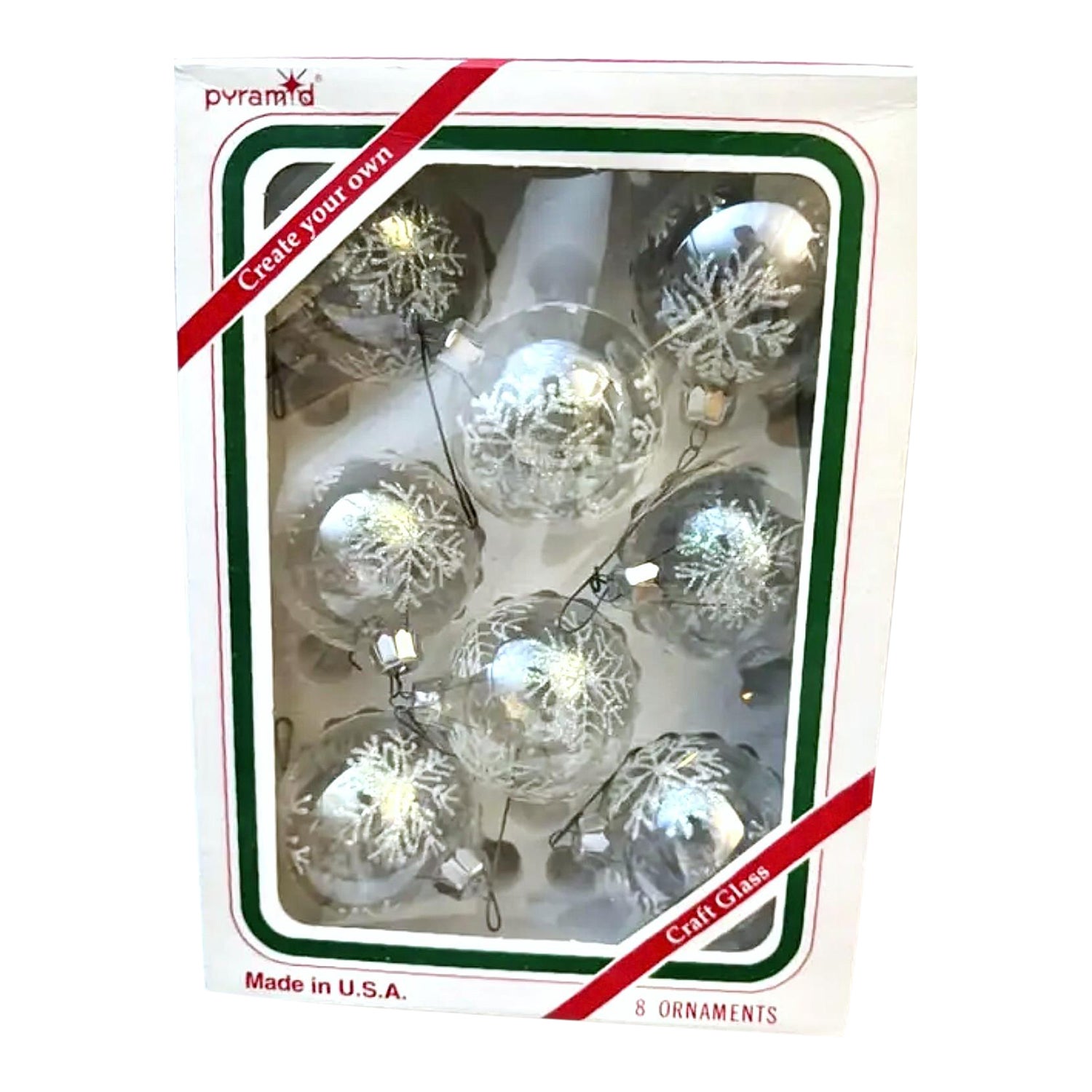 1970s Clear Glass Snowflake Ornaments Set of 5 Original Box | Chairish