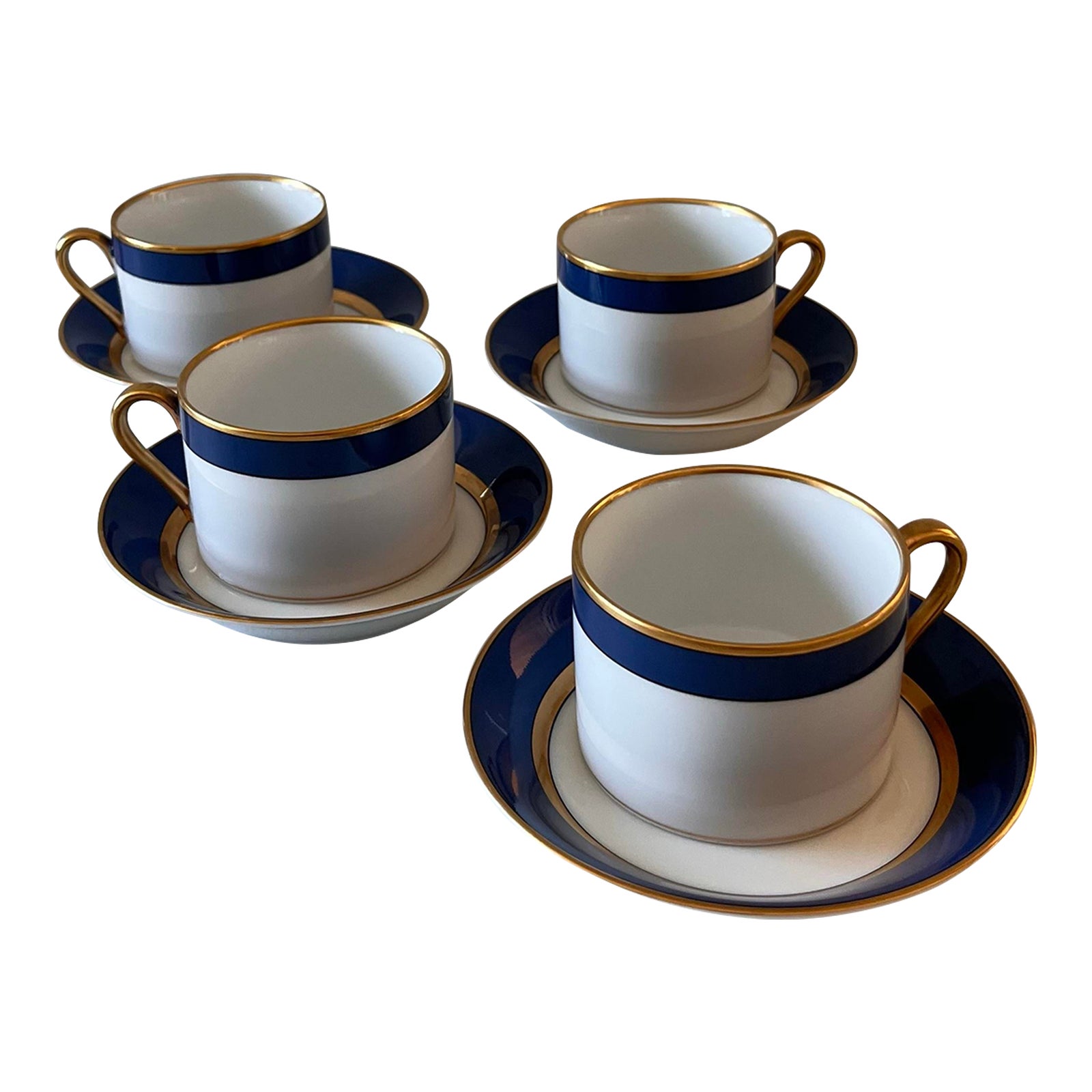 Set of 4 Fitz and Floyd Renaissance Flat Cups and Saucers | Chairish