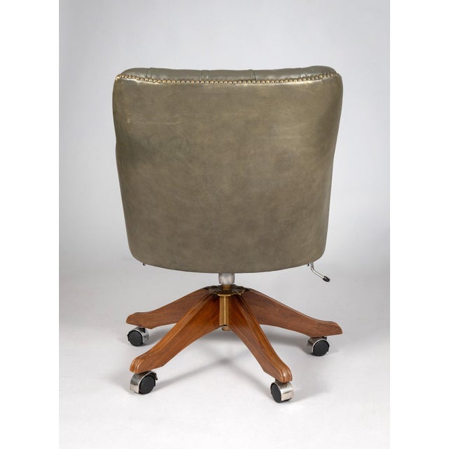 1980s Vintage Leather Swivel Desk Chair | Chairish