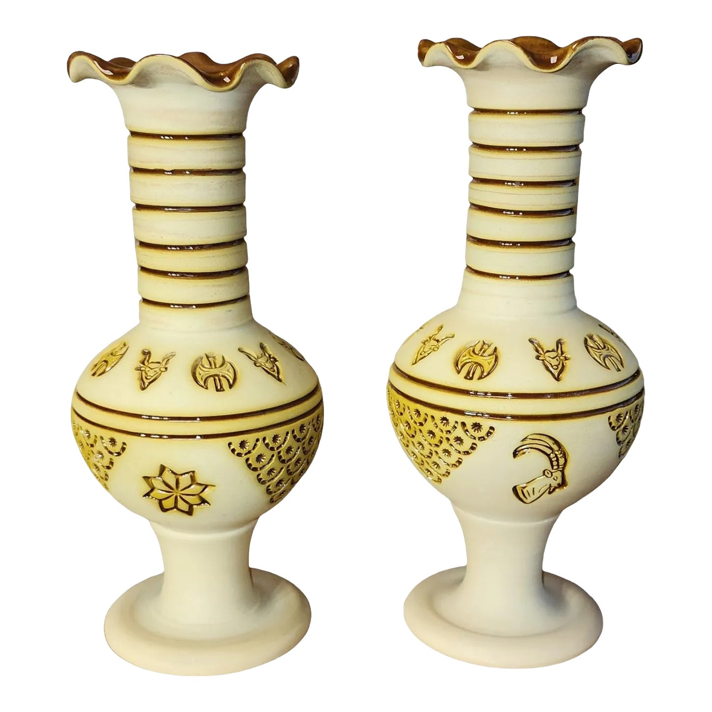 1970s Cretan Vargiacaki Brothers Handmade Vases Pair | Chairish