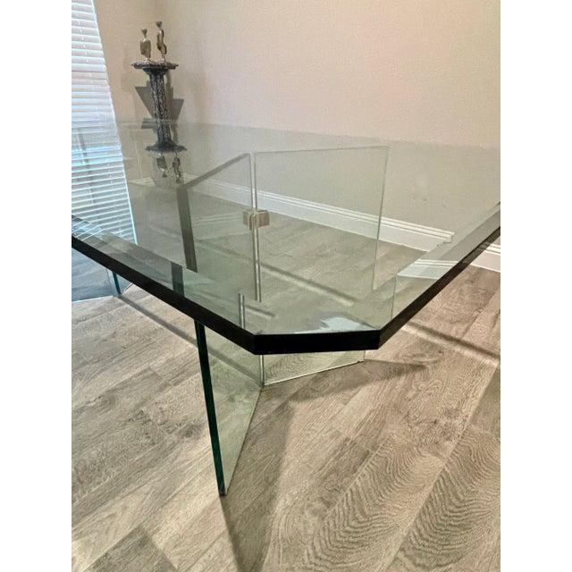 Pace Style Glass & Brass Dining Table | Chairish