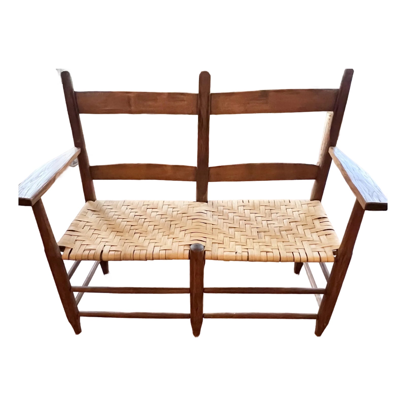 Antique Farmhouse Ladderback Bench | Chairish
