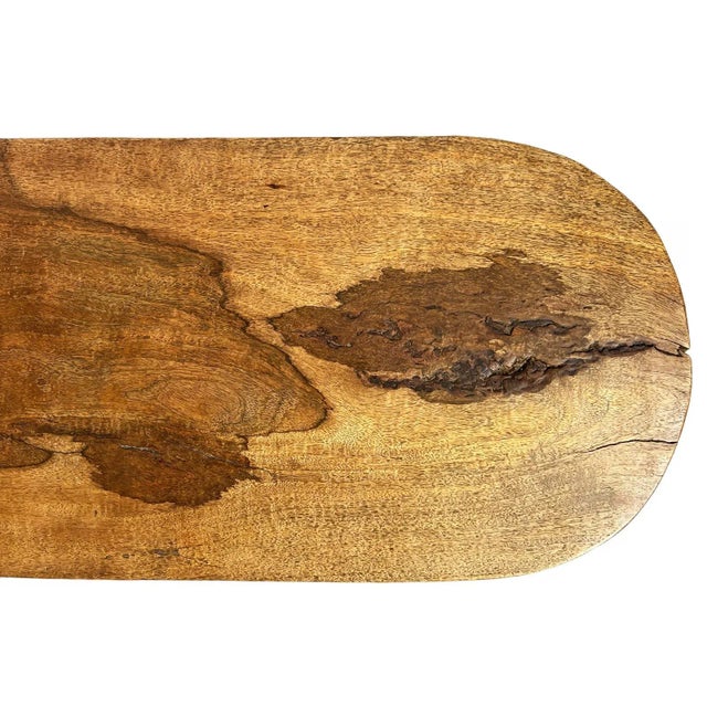 Katanga Wood Dimple Bench | Chairish