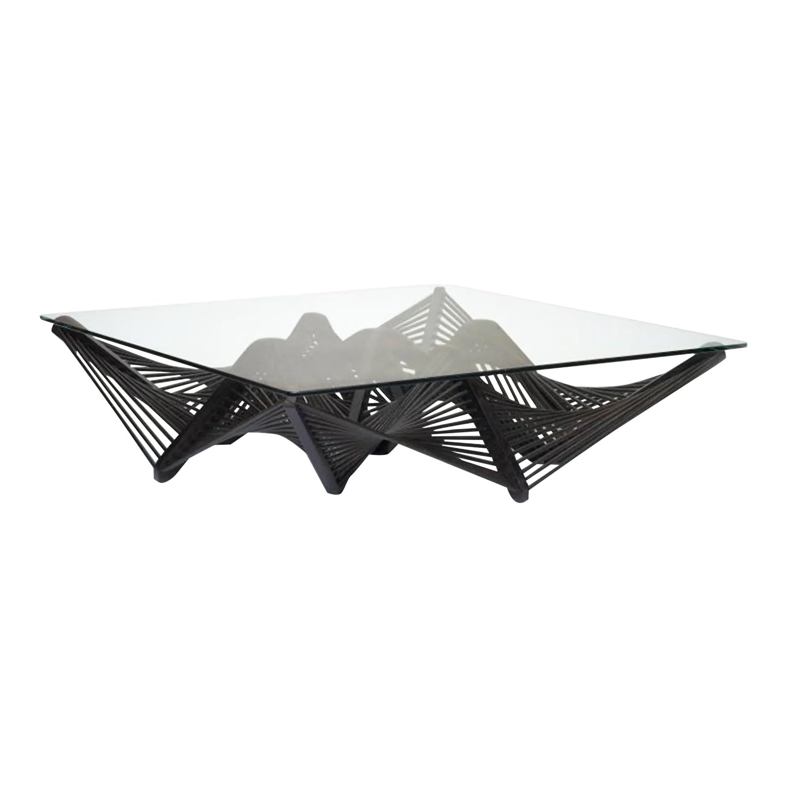 Geo Cocktail Table in Dark Brown With Glass | Chairish