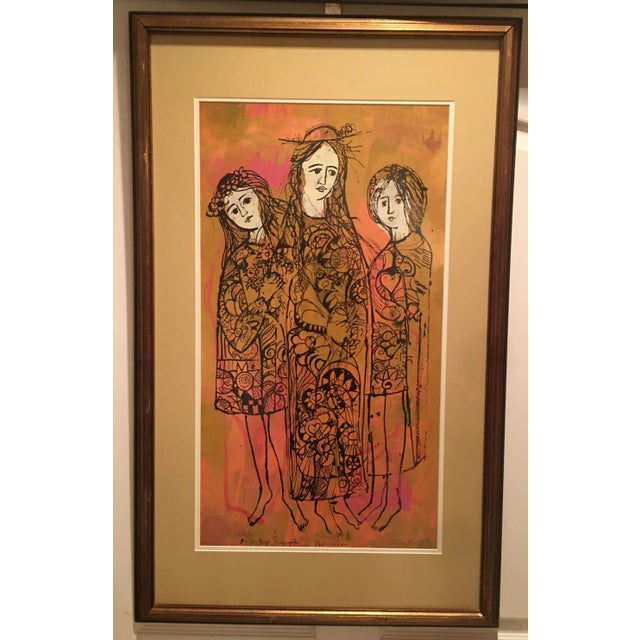 1970s Susan Bolt Mixed Media Serigraph Procession | Chairish