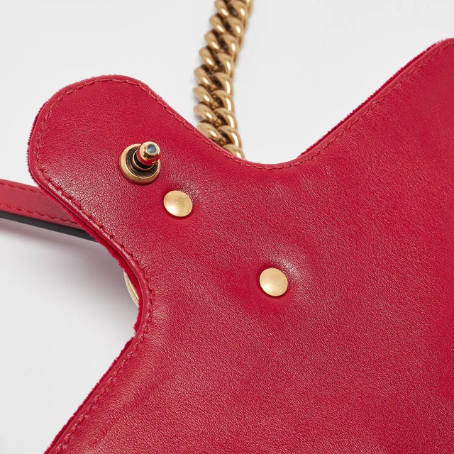 Gucci Red Matelasse Velvet Mini Gg Marmont Shoulder Bag | Chairish