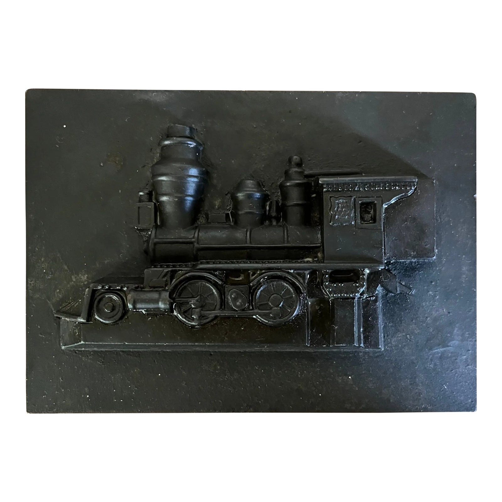 Antique 19th Century Steel Paperweight With Bas Relief Train Engine ...