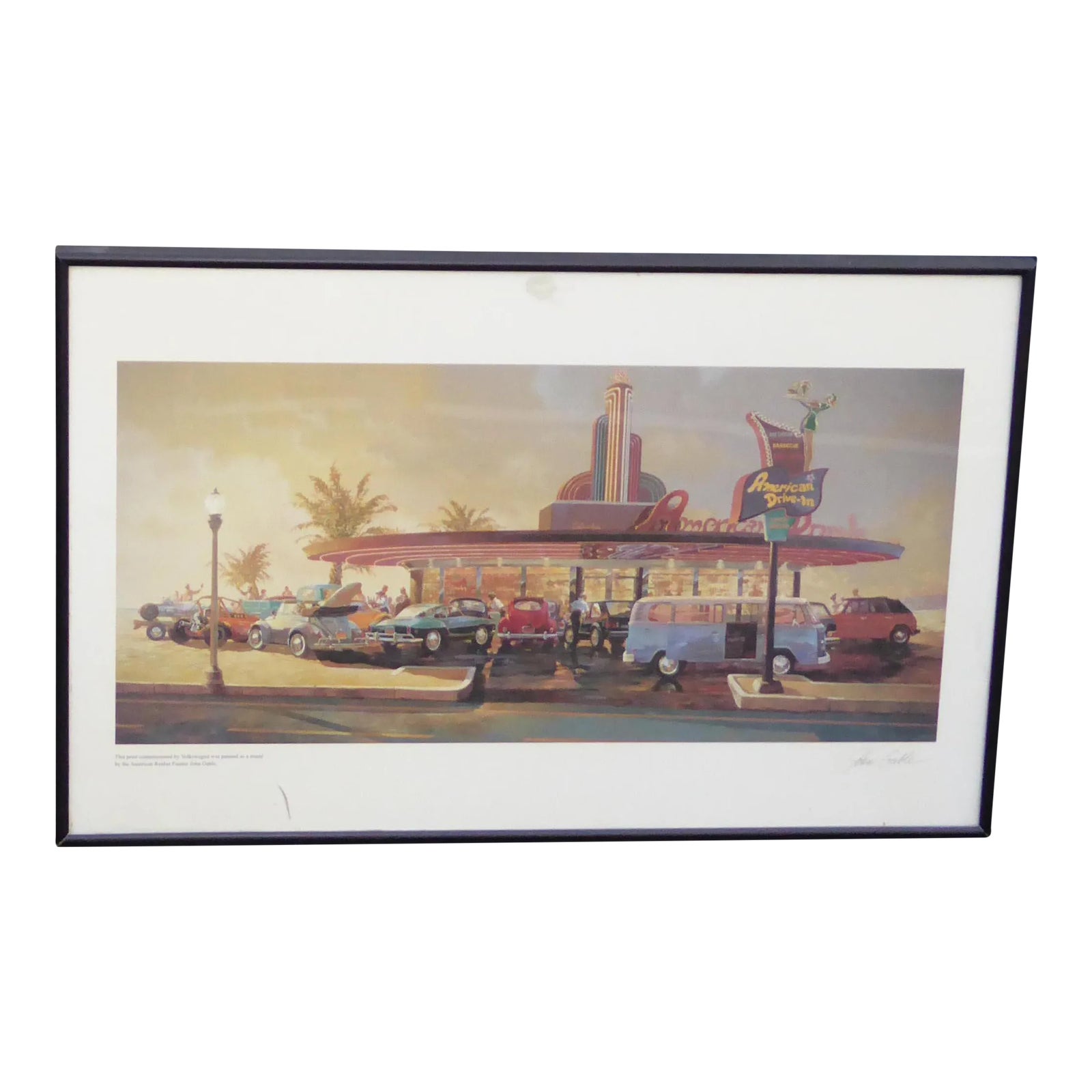 Vintage Original "American Drive-In" Print | Chairish