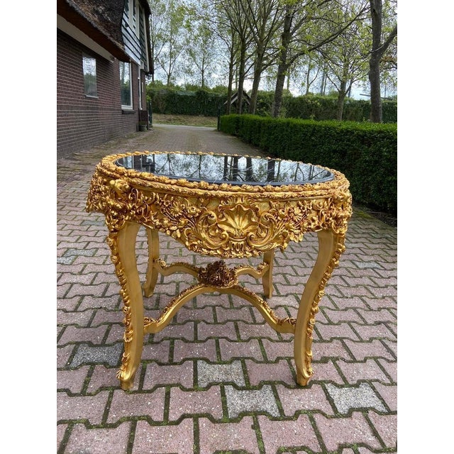 Vintage Italian Baroque/Rococo Gold Center or Dining Table With Black ...