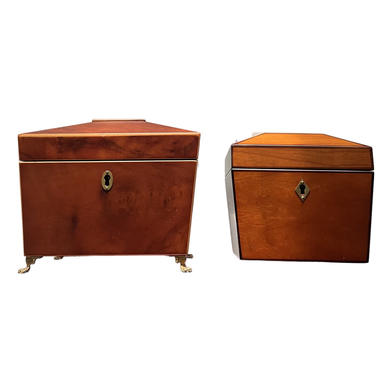 1980s Set of 2 Wooden Tea Caddies, Georgian Sarcophagus Form | Chairish