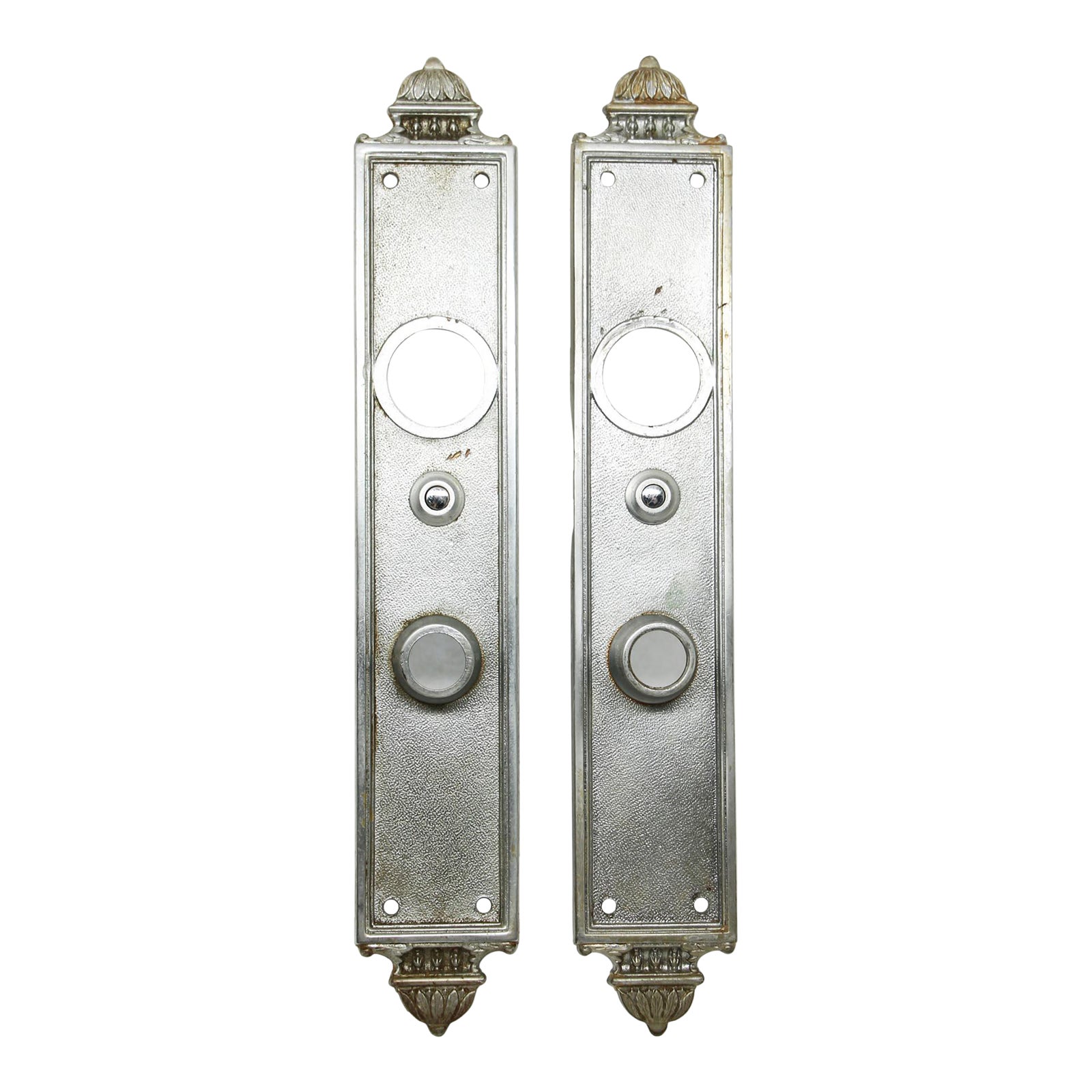 Pair of Art Deco Yale Nickel Over Bronze 12.25 In. Back Plates | Chairish